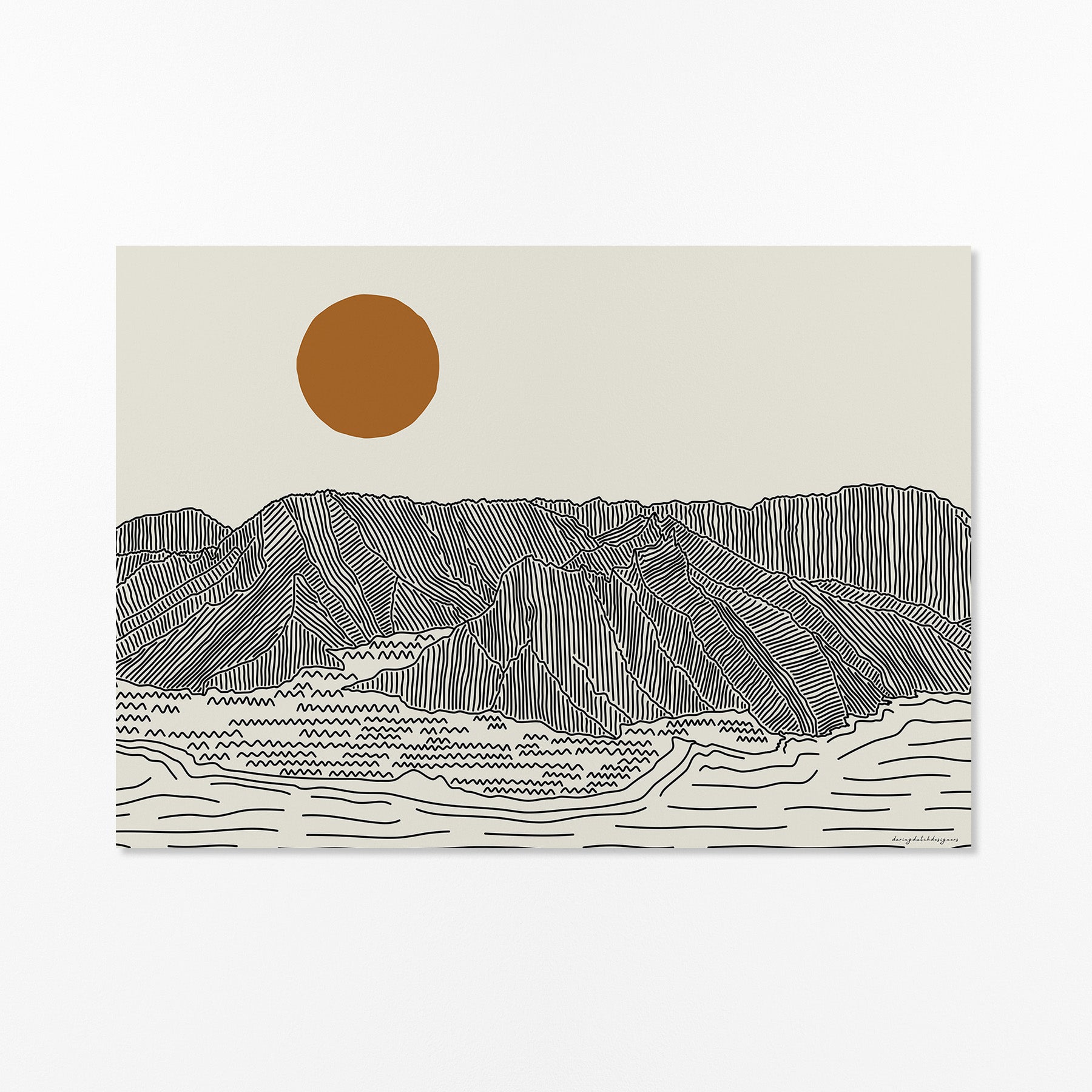 Horizontal Poster – Oahu Hawaii Line Art – Daring Dutch Designers
